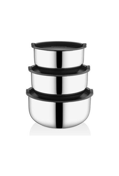 Falez Caselin Çelik Saklama Kabı Seti Siyah