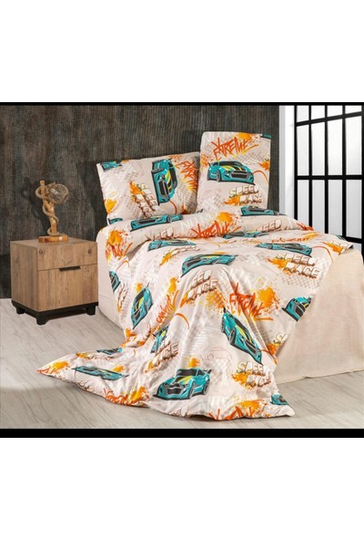 Simge Center Erkek Çocuk Araba Desenli Tek Kişilik Nevresim Takımı