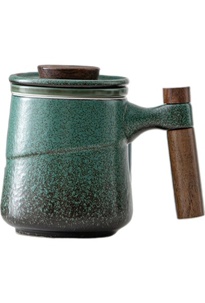 Baosity Seramik Kapaklı Çay Demleme Kupası - Yeşil (Yurt Dışından)