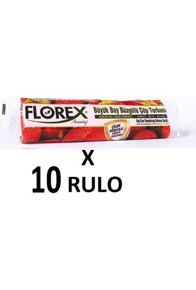 Florex Çilek Kokulu Büzgülü Büyük Boy ( 65X70 cm ) Çöp Poşeti Kırmızı 10 Rulo 10*10=100 Adet Florex Çilek Kokulu Büzgülü Büyük Boy ( 65X70 cm ) Çöp Poşeti Kırmızı 10 Rulo 10*10=100 Adet