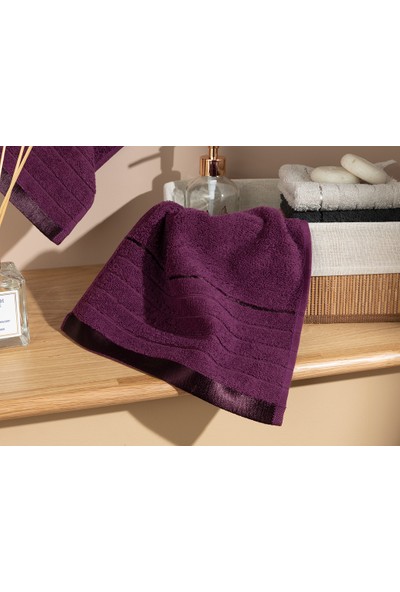 English Home Bold Stripe Armürlü Armürlü El Havlusu 30X45 cm Mor