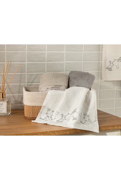 English Home Gardenya Bordürlü Pamuklu El Havlusu 30X40 cm Ekru