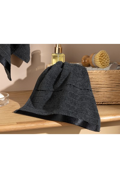 English Home Bold Stripe Armürlü Armürlü El Havlusu 30X45 cm Antrasit English Home Bold Stripe Armürlü Armürlü El Havlusu 30X45 cm Antrasit
