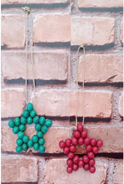 E-Sanat Evi 2'li Mixcolor Dekoratif Ahşap Yıldız 9 cm