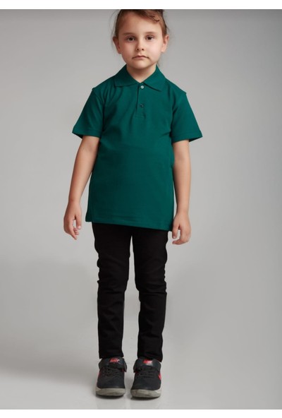 HMZ Unisex Yeşil Polo Yaka Kısa Kol Lakost T-Shirt