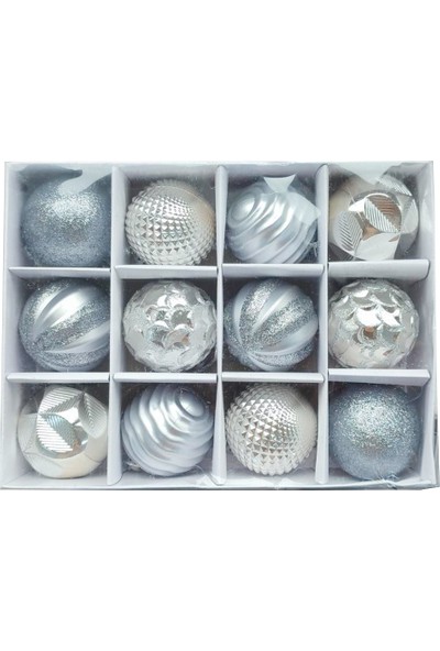 Kyver Kancalı Yılbaşı Ağacı Süsleme Topları Gümüş