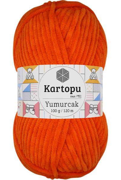 Kartopu Yumurcak Kadife El Örgü Ipi Renk KODU:K205-TURUNCU