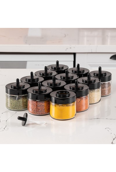 Pd Home 12 Adet Kapağı Kendinden Kaşıklı Baharatlık Seti