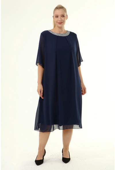 Modayız Büyük Beden Şifon Elbise 17E-1863 Modayız Büyük Beden Şifon Elbise 17E-1863