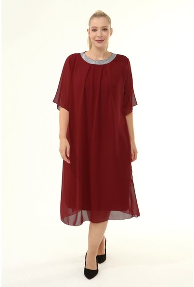 Büyük Beden Şifon Elbise 16E-1862