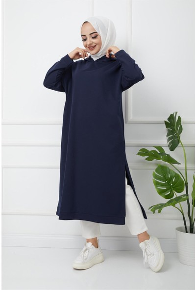Akra Moda Kadın Kapüşonlu Lacivert Tesettür Tunik 3007 Akra Moda Kadın Kapüşonlu Lacivert Tesettür Tunik 3007