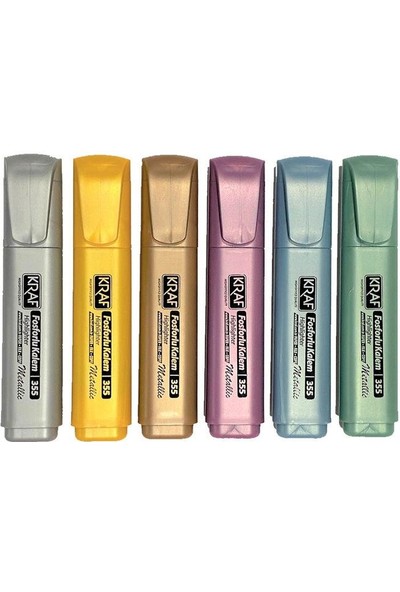 Kraf Metalik Fosforlu Kalem 6 Renk Set Kraf Metalik Fosforlu Kalem 6 Renk Set