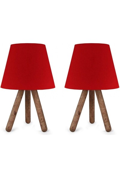 Beyond Decoration Ahşap Ayaklı Kırmızı 2' Li Avize