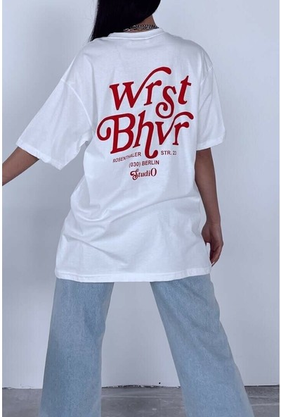 Ortaya Çık Beyaz Wrst Unisex Tişört