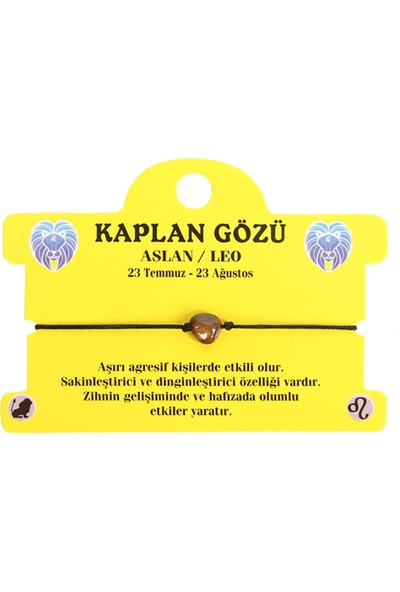 Attach Kaplan Gözü Doğal Taş Aslan Burç Ip Bileklik