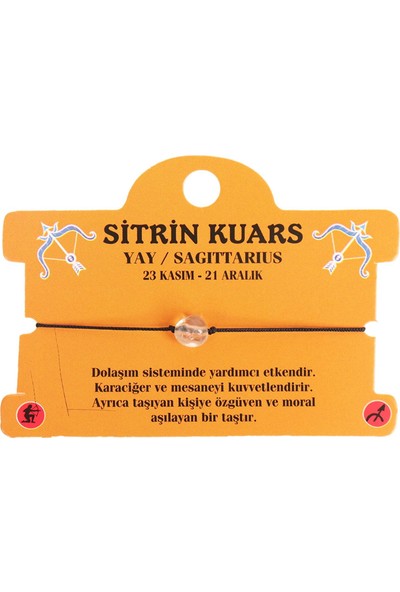 Attach Sitrin Kuars Doğal Taş Yay Burç Ip Bileklik Attach Sitrin Kuars Doğal Taş Yay Burç Ip Bileklik