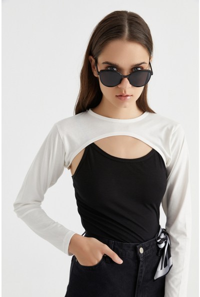 Mirach Sıfır Yaka Boyunluklu Kolluk - Krem Mirach Sıfır Yaka Boyunluklu Kolluk - Krem