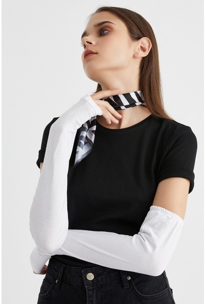 Mirach Penye Kolluk - Beyaz (Parmak Detaylı)