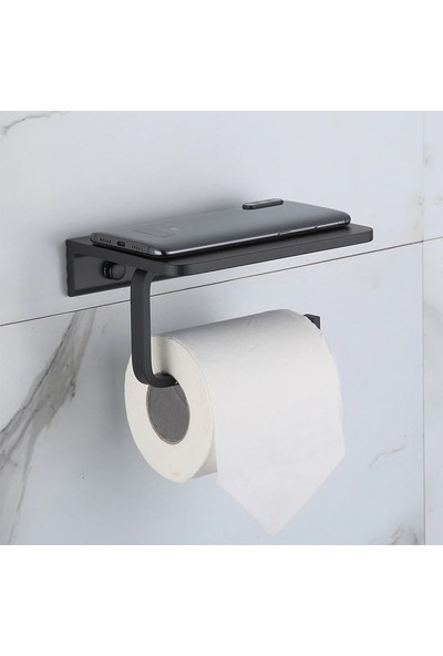 Sardıcı - Telefon Tutacaklı Tuvalet Kağıtlığı Siyah