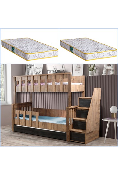 Setay Ranza Diva Mdf Profil Ranza Diva Merdivenli Ayrılabilir 3 Lü Ranza + 2 Adet Comfort Yatak Setay Ranza Diva Mdf Profil Ranza Diva Merdivenli Ayrılabilir 3 Lü Ranza + 2 Adet Comfort Yatak