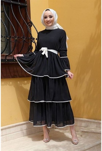 Ensa Tesettür Kadın Kat Kat Şifon Tesettur Elbise