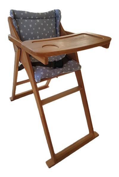 Enka Shop Ahşap Mama Sandalyesi (Gri Minderli&kemerli) Enka Shop Ahşap Mama Sandalyesi (Gri Minderli&kemerli)