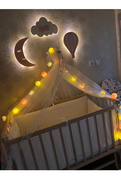 Işıklı Toplar Dükkanı Dekoratif Ahşap Çocuk Odası Ledli Gece Lambası Işıklı Toplar Dükkanı Dekoratif Ahşap Çocuk Odası Ledli Gece Lambası