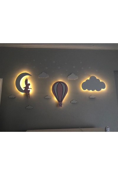 Işıklı Toplar Dükkanı Dekoratif Ahşap Çocuk Odası Ledli Gece Lambası Işıklı Toplar Dükkanı Dekoratif Ahşap Çocuk Odası Ledli Gece Lambası