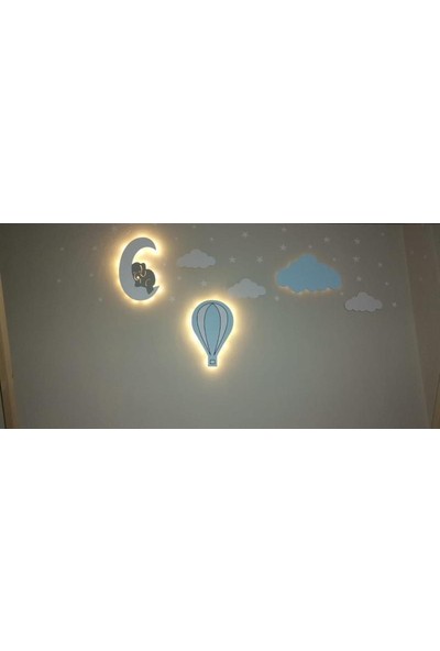 Işıklı Toplar Dükkanı Dekoratif Ahşap Çocuk Odası Ledli Gece Lambası
