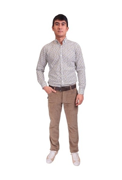 Daniel Voi Kadife Açık Bej Erkek Regular Fit Pantolon