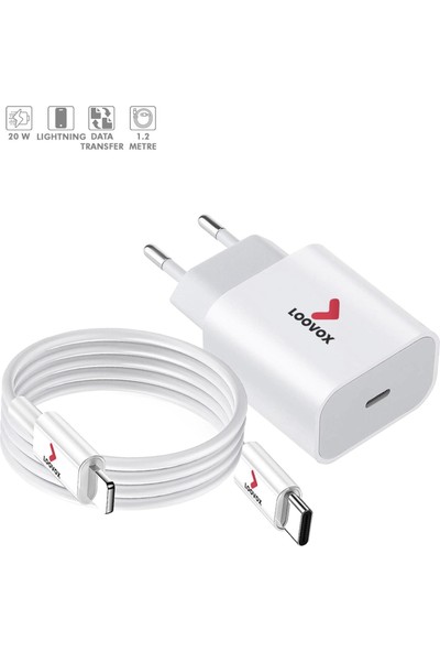 Loovox Type-C Lightning Şarj Aleti 20W Pd 1m Iphone 7 8 Plus x 11 12 Pro Max Uyumlu Usb-C Hızlı Şarz Cihazı Loovox Type-C Lightning Şarj Aleti 20W Pd 1m Iphone 7 8 Plus x 11 12 Pro Max Uyumlu Usb-C Hızlı Şarz Cihazı