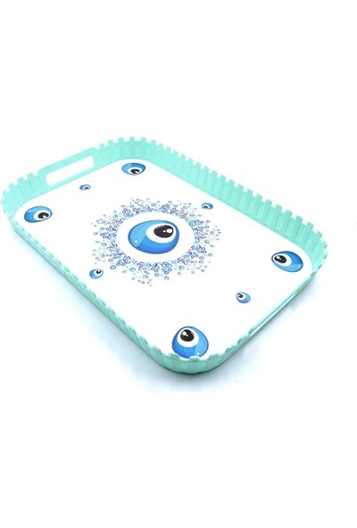 Coşafak Evdekitarz Özel Tasarım Servis Tepsisi Nazar Boncuğu 40CM Baskılı Plastik