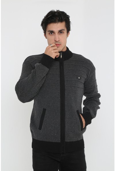 KMK Kombin Baba Süper Battal Triko Fermuarlı Örme Hırka & Kazak