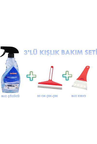 Wörf Buz Çözücü Sprey & Buz Kazıyıcı & Çekçek 3'lü Kışlık Oto Seti Wörf Buz Çözücü Sprey & Buz Kazıyıcı & Çekçek 3'lü Kışlık Oto Seti