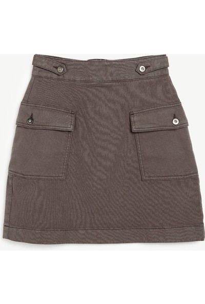 Yargıcı Kemer Detaylı Denim Etek