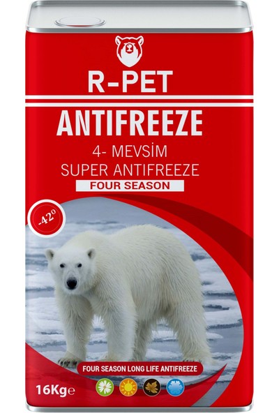 R - Pet Antifriz -42 Derece Kırmızı 16 kg - Teneke R - Pet Antifriz -42 Derece Kırmızı 16 kg - Teneke