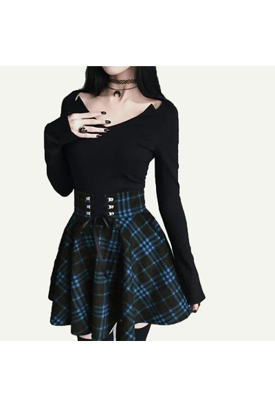 Heiqu Kadın Yüksek Bel Ekose Mini Etek (Yurt Dışından) Heiqu Kadın Yüksek Bel Ekose Mini Etek (Yurt Dışından)