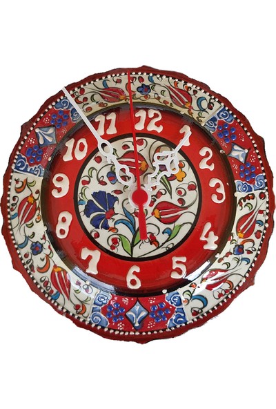 Has Yılmaz Çini Boyama Kabartma Duvar Saat 18 cm Çini Saat