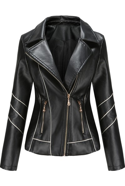 Gemdeck Kadın Suni Deri Günlük Ceket (Yurt Dışından) Gemdeck Kadın Suni Deri Günlük Ceket (Yurt Dışından)