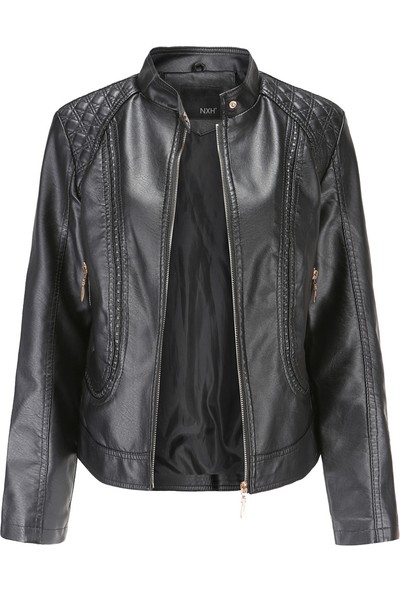 Gemdeck Kadın Stand Yaka Deri Günlük Ceket (Yurt Dışından) Gemdeck Kadın Stand Yaka Deri Günlük Ceket (Yurt Dışından)