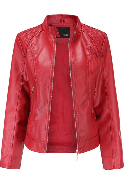 Gemdeck Kadın Stand Yaka Deri Günlük Ceket (Yurt Dışından) Gemdeck Kadın Stand Yaka Deri Günlük Ceket (Yurt Dışından)