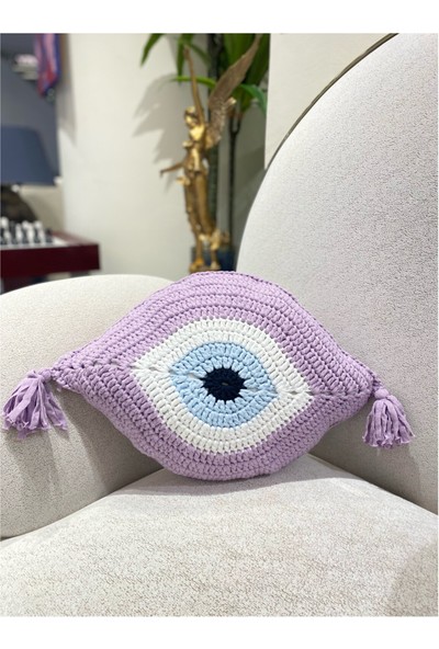 Nazar Boncuğu Lila Göz Yastık