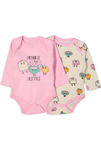 Necix's Bebek Kahvaltı Temalı Uzun Kol Çıtçıtlı Ikili Badi-Çok Renkli