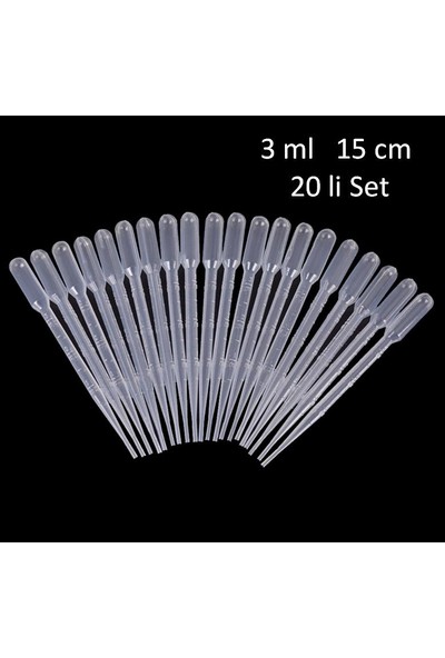 Profisher 3 ml Damlalık Pastör Damlalık Pipet 20 Adet Set 14.4 cm Tek Kullanımlık Şeffaf Pe Profisher 3 ml Damlalık Pastör Damlalık Pipet 20 Adet Set 14.4 cm Tek Kullanımlık Şeffaf Pe