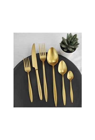 Brondoff Carmen Mat Gold Titanyum Çatal Kaşık Seti 36 Parça Brondoff Carmen Mat Gold Titanyum Çatal Kaşık Seti 36 Parça