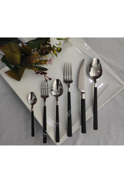 Brondoff Stayle 36 Parça Siyah Çelik Çatal Kaşık Seti