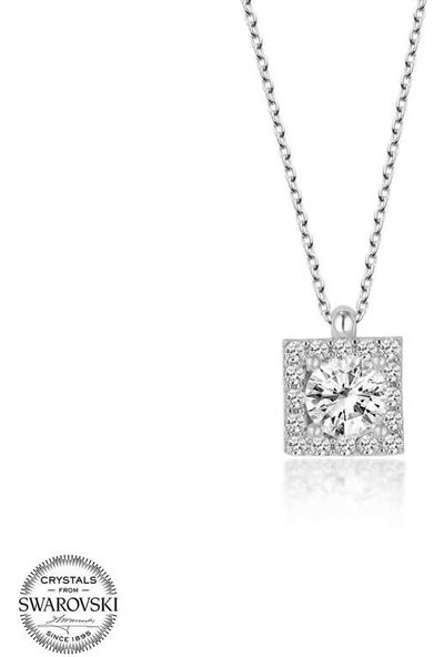 Silver Swarovski Taşlı Gümüş Tektaş Kadın Kolye Silver Swarovski Taşlı Gümüş Tektaş Kadın Kolye