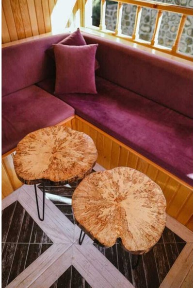 Evinya Kütük Sehpa / Doğal El Yapımı - 2'li Set