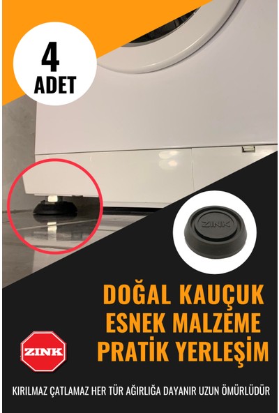 ZINK Çamaşır Makinesi vb. Kaydırmaz Titreşim Ayağı Stoper (4 adet) ZINK Çamaşır Makinesi vb. Kaydırmaz Titreşim Ayağı Stoper (4 adet)