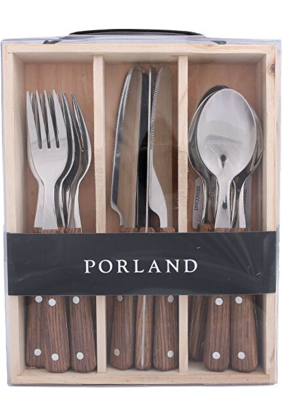 Porland Woodea Steak Çatal Kaşık Bıçak Takımı 18 Parça